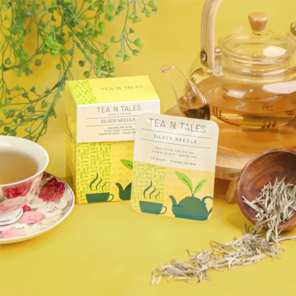 Tea N Tales - Silver Needle Box | 5 Triangle Tea Bags @3g | www ...
